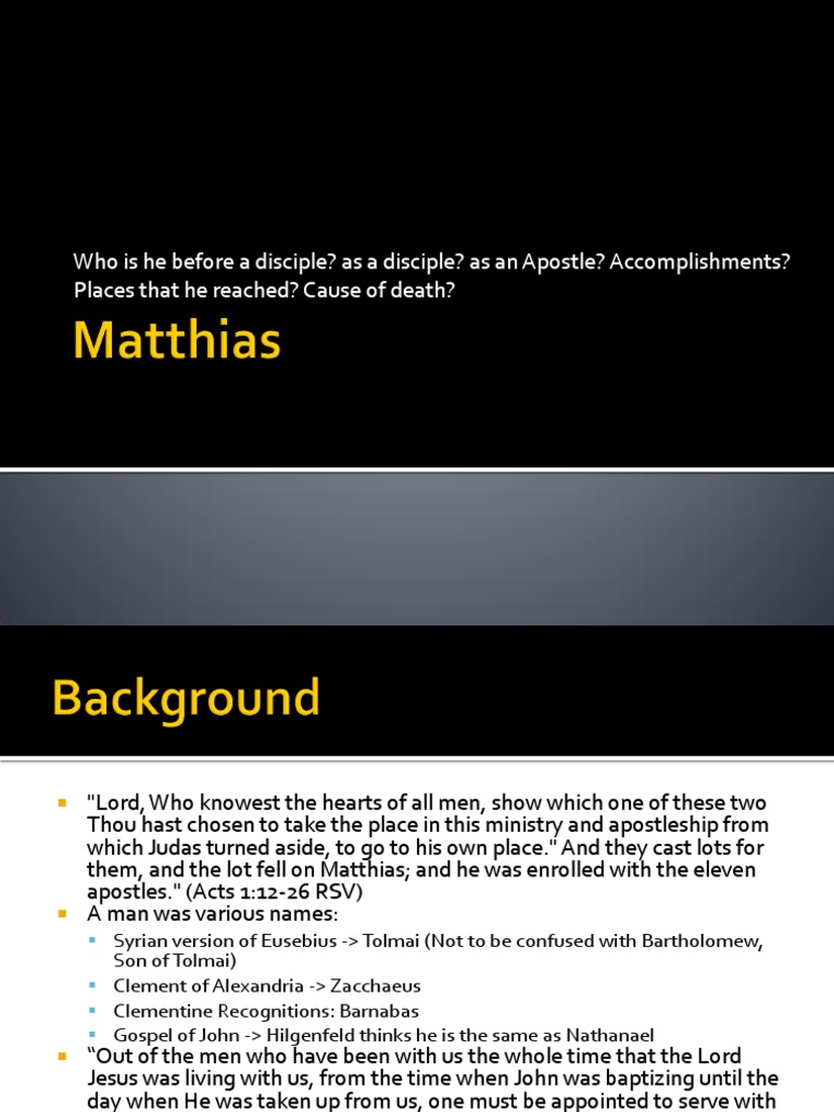 Matthias Christian Bible Religious Faiths Free 30 day Trial Scribd