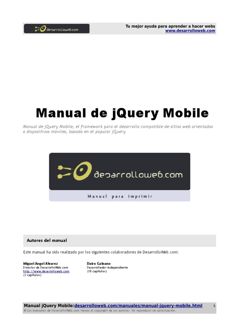 Manual Jquery Mobile PDF | PDF | HTML | Script Java Manual Jquery Mobile PDF | PDF | HTML | Script Java