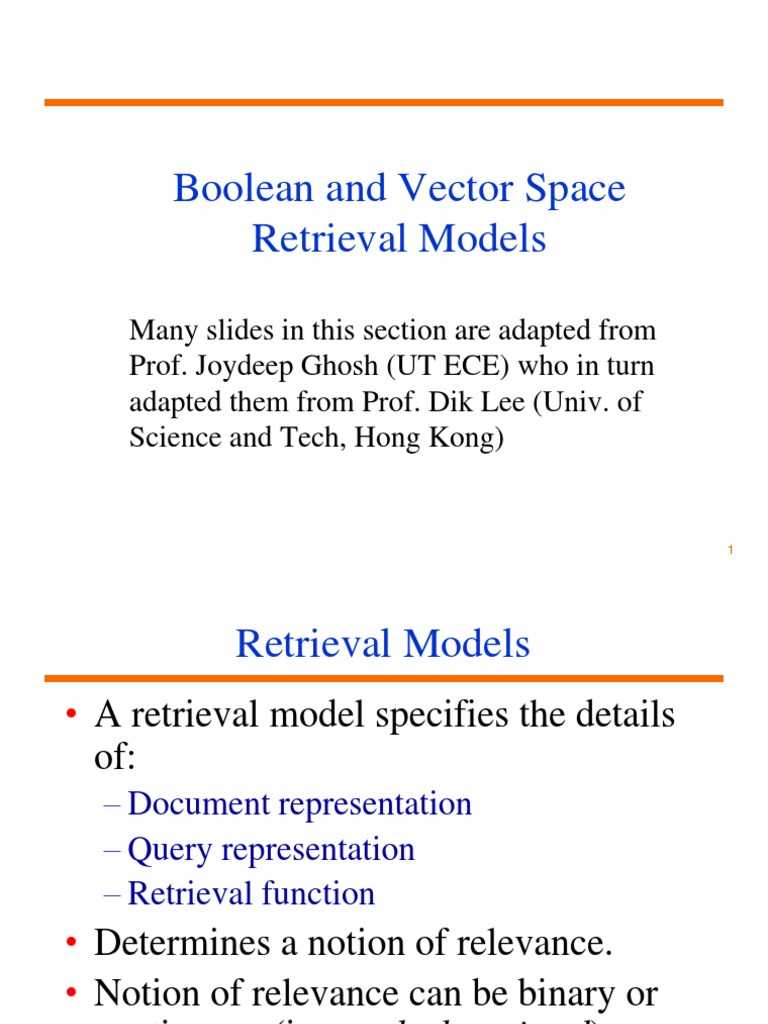 Boolean and Vector Space Retrieval Models | PDF | Information Retrieval | Information Science