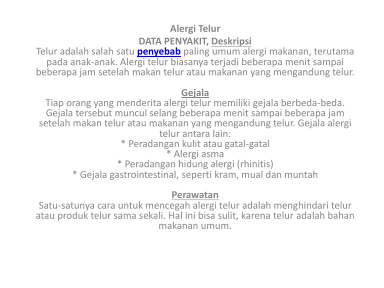Gejala dan Penanganan Alergi Telur | PDF | Sains & Matematika ...