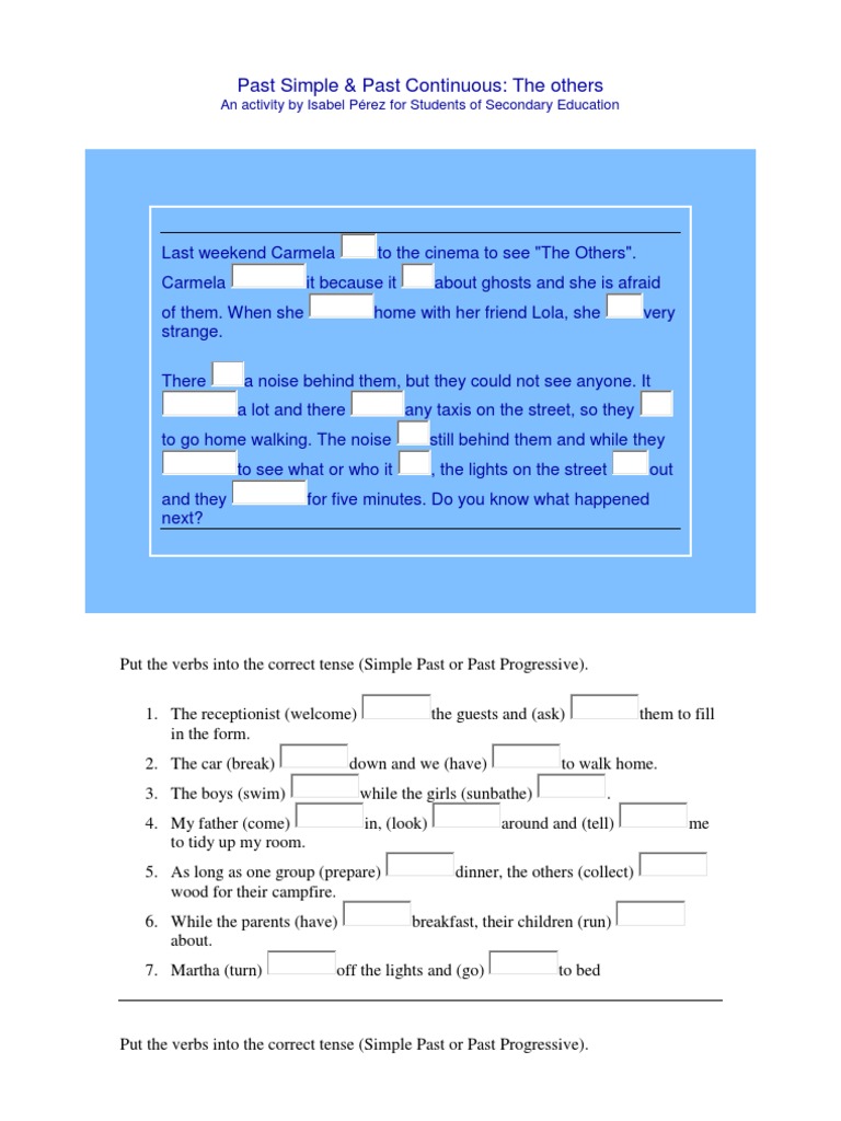 Past Simple vs. Past Progressive Exercises | PDF | Grammatical Tense