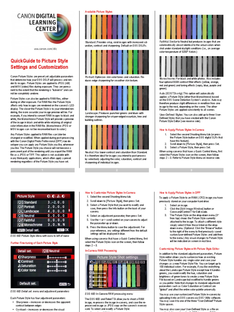 Canon DSLR Picture Style Guide | PDF