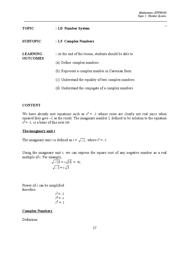 Number System 5 of 7 | PDF | Complex Number | Numbers