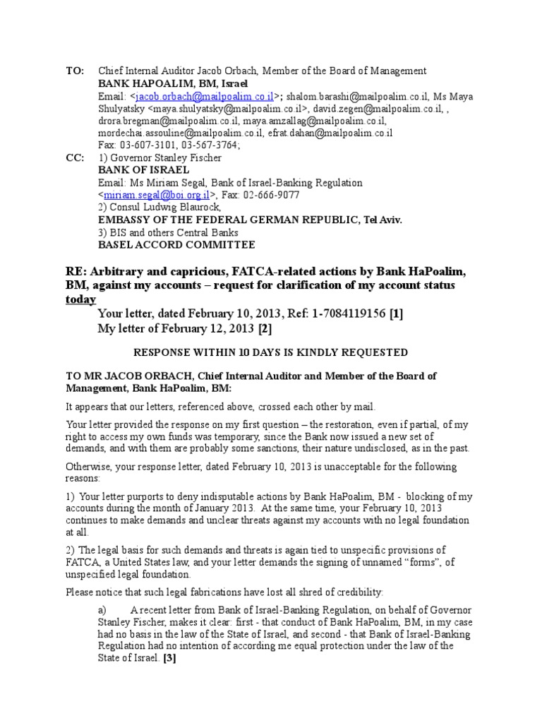 13-02-18 Request For Bank HaPoalim's Chief Internal Auditor Jacob ...