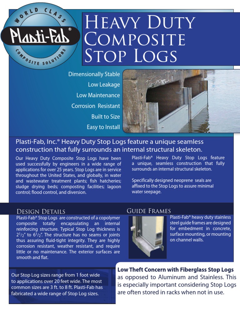 Plasti-Fab, Inc. Composite Stop Log Brochure | PDF | Stainless Steel ...