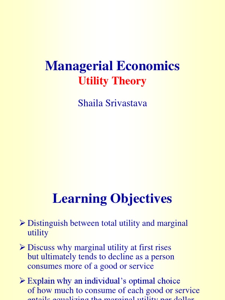 Managerial Economics: Utility Theory | PDF | Utility | Marginal Utility