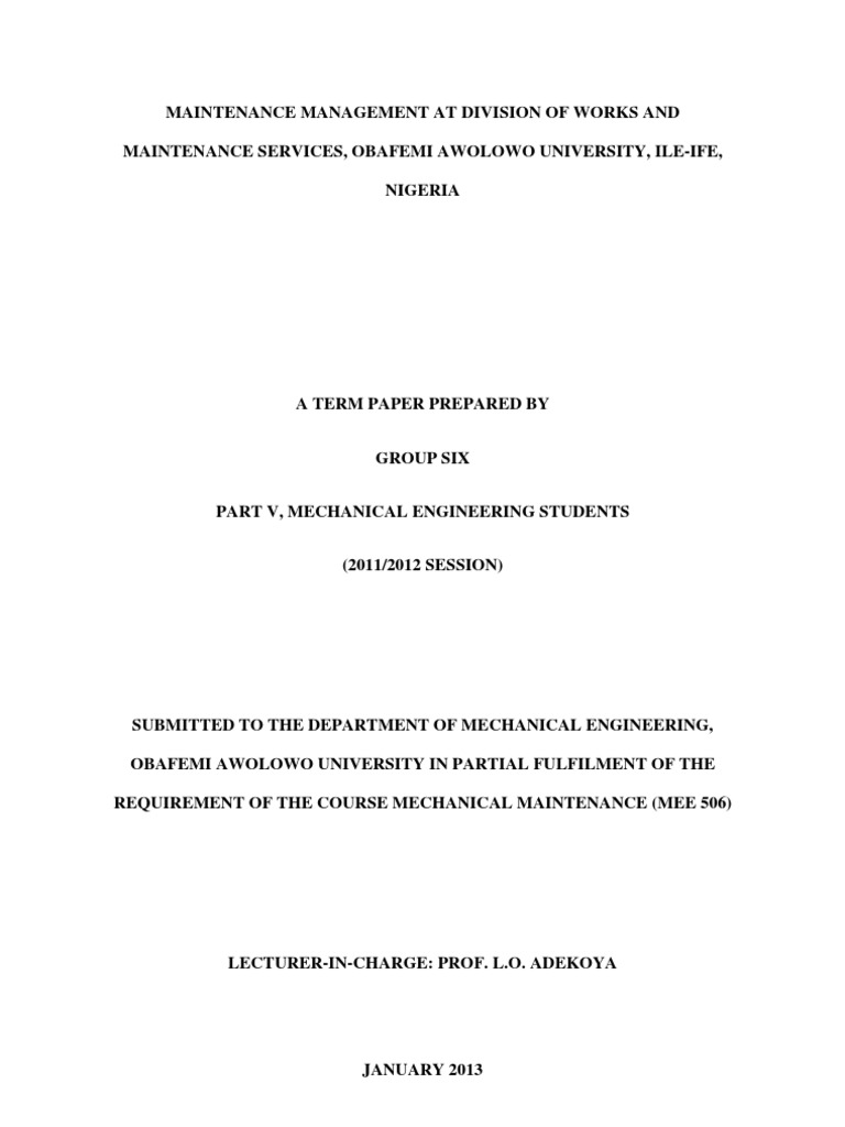 Maintenance Management 1 | PDF | Engineering | Science