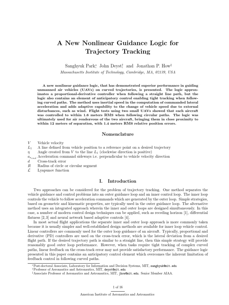 Nonlinear UAV Guidance for Curved Paths | PDF | Guidance System ...