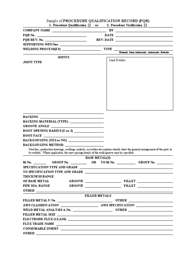 PQR Template for Welding Procedures | PDF