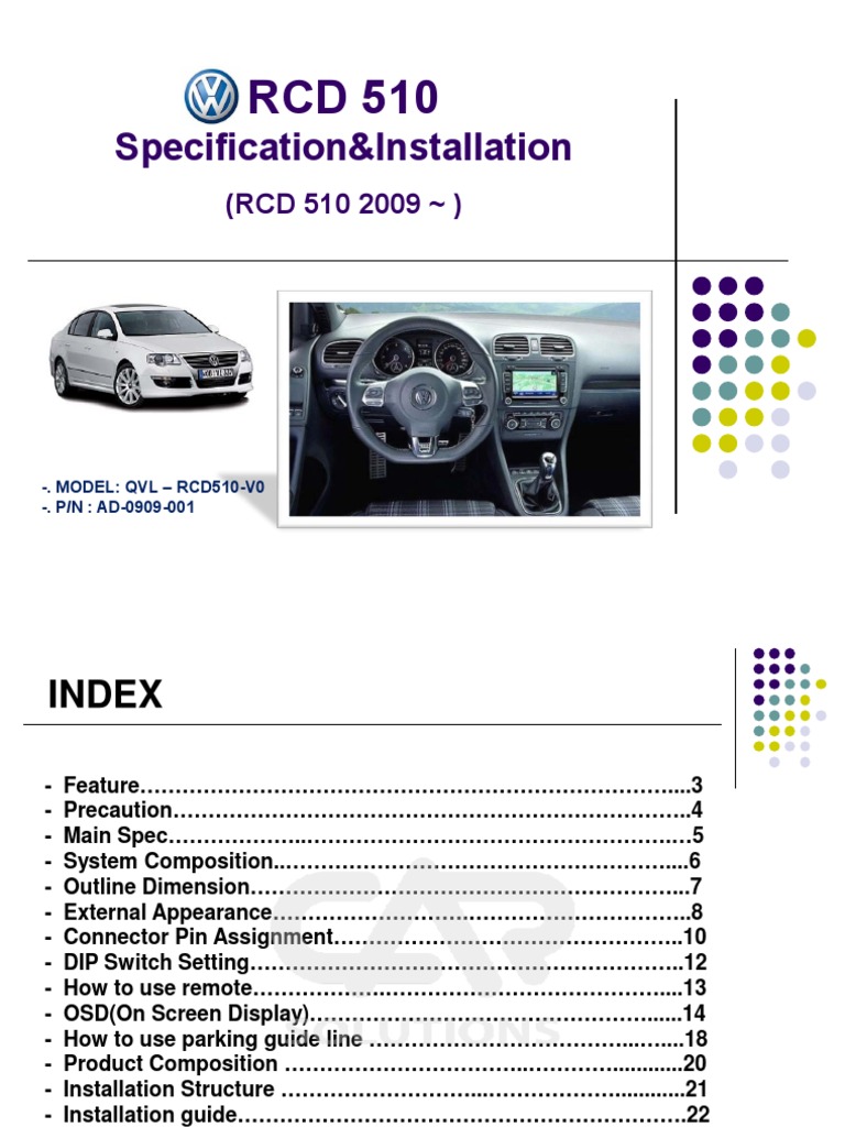 Specification and Installation Manual for the RCD 510 In-Vehicle ...