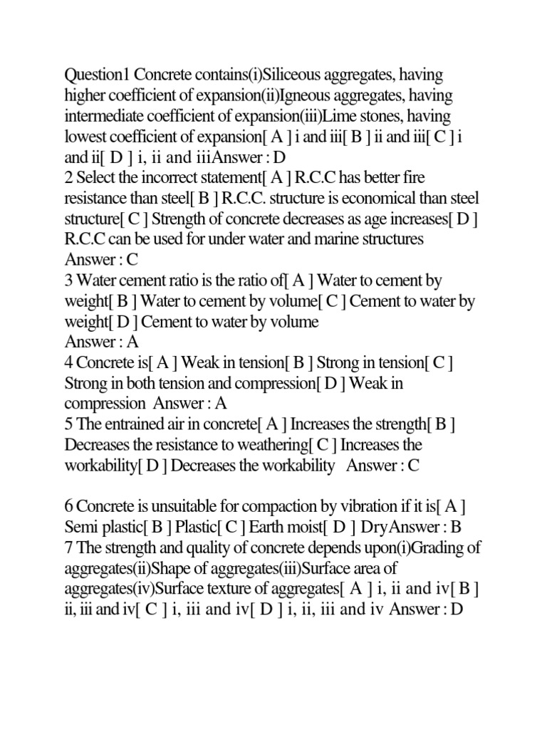Concrete Knowledge Assessment | PDF | Concrete | Beam (Structure)