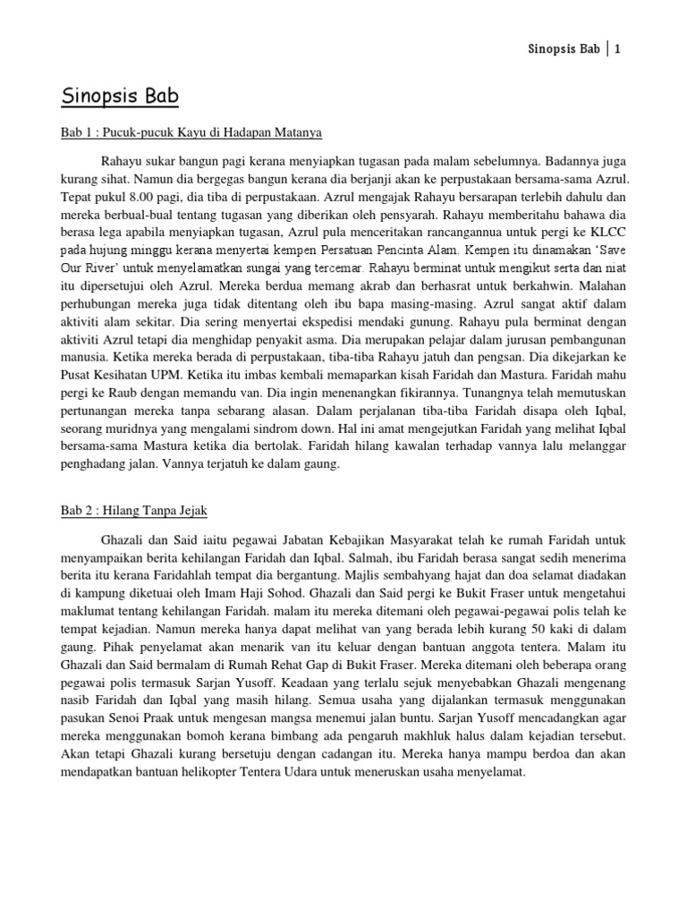 Sinopsis Novel Kabus Di Perbukitan Tingkatan 5 | PDF