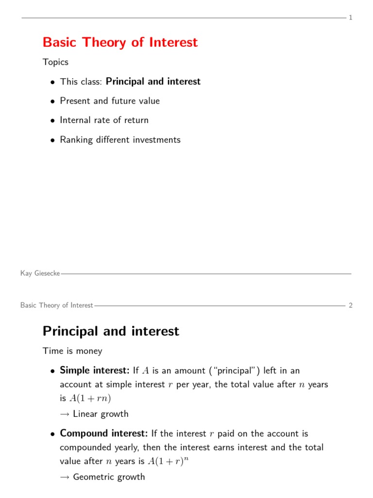 Basic Theory of Interest | PDF | Internal Rate Of Return | Compound ...