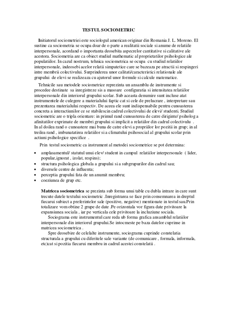 Test Sociometric Moreno | PDF
