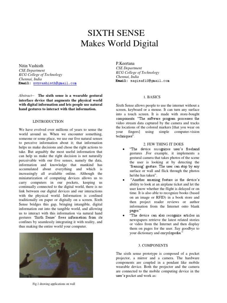 Wearable Sixth Sense Technology | PDF | Mobile Device | Information