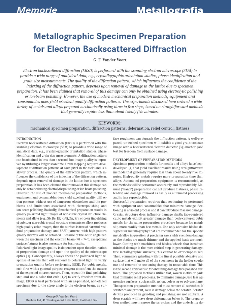 Metallographic Specimen Preparation | PDF | Scanning Electron ...