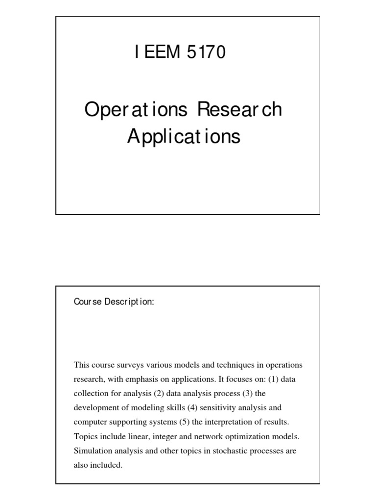 Operation Research Methods | PDF | Operations Research | Intelligence ...