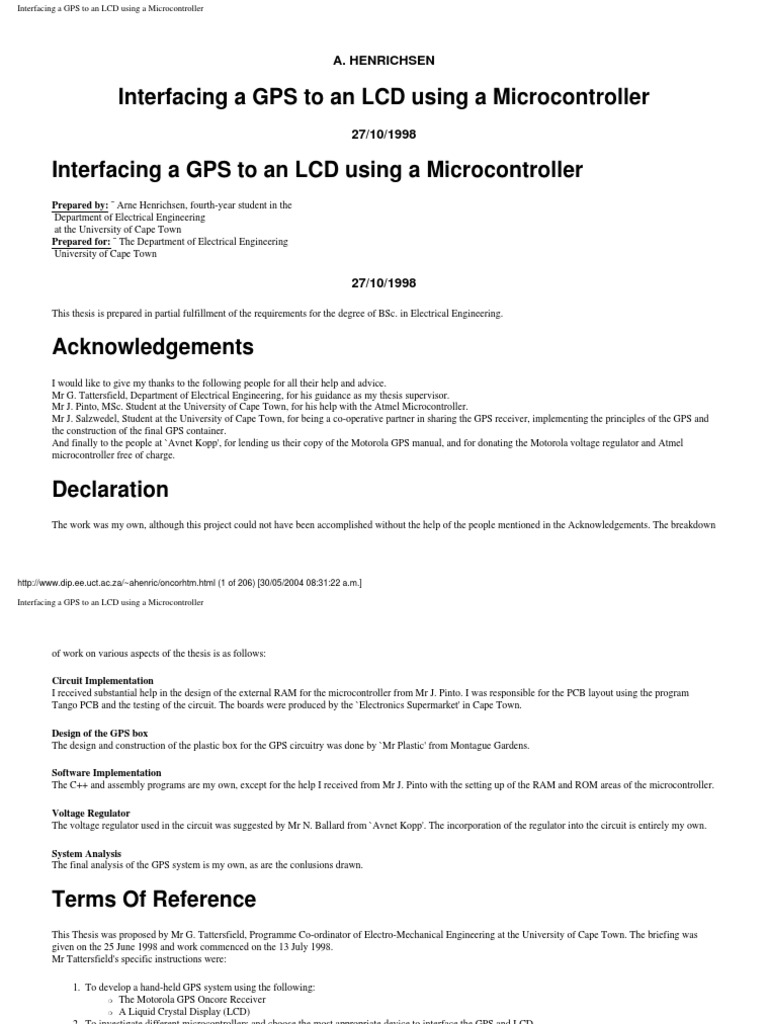 Interfacing A GPS To An LCD Using A Microcontroller | PDF | Microcontroller | Global Positioning ...
