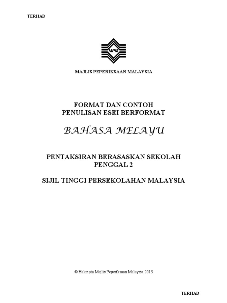 Format Esei Bahasa Melayu STPM | PDF