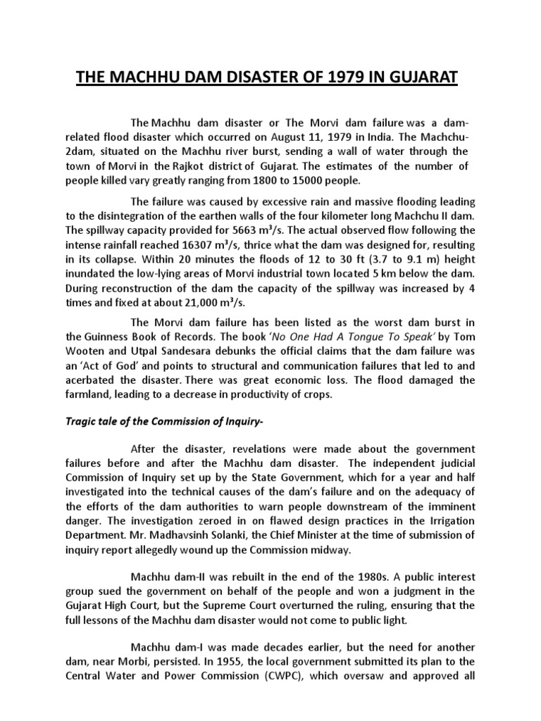Machhu Dam Disaster in Gujarat | PDF | Physical Geography | Flood