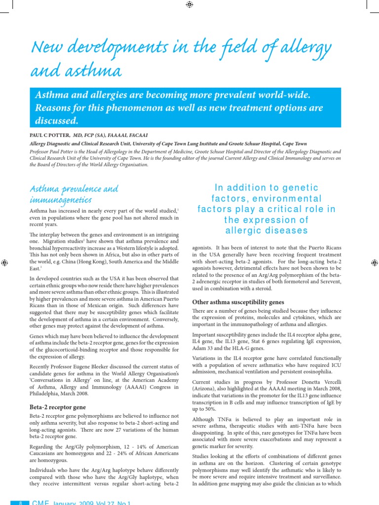 New Developments in The Field of Allergy and Asthma | PDF | Allergen ...