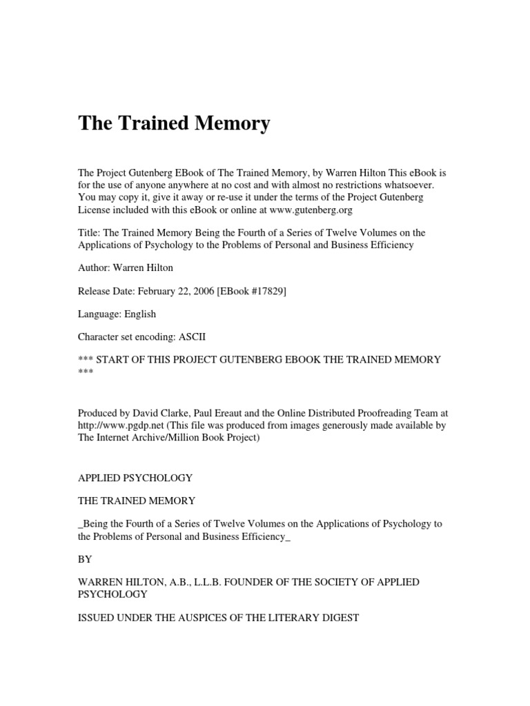 The Trained Memory | PDF | Memory | Thought