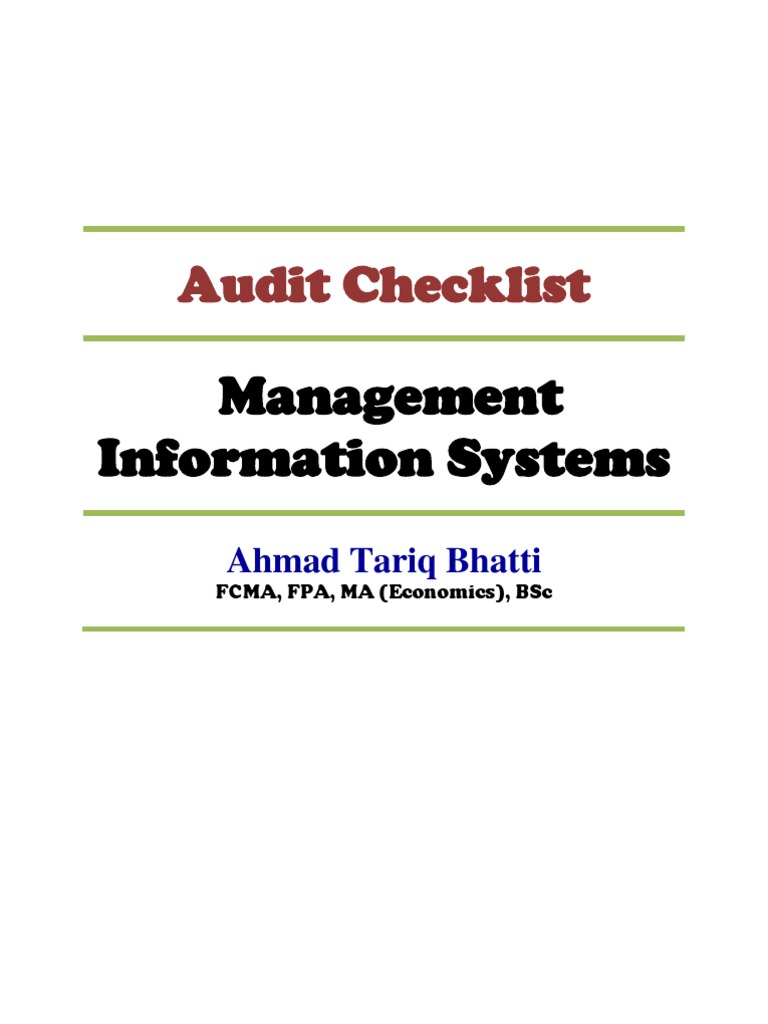 MIS Audit Checklist | PDF | Backup | Computer File