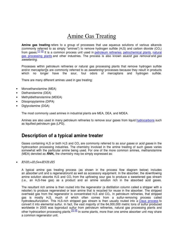 116543654 Amine Gas Treating (1) | Chemical Industry | Chemical Process ...