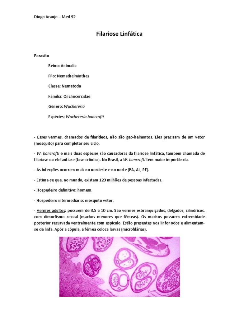 Filariose Linfática | PDF | Imunologia | Medicina Clínica
