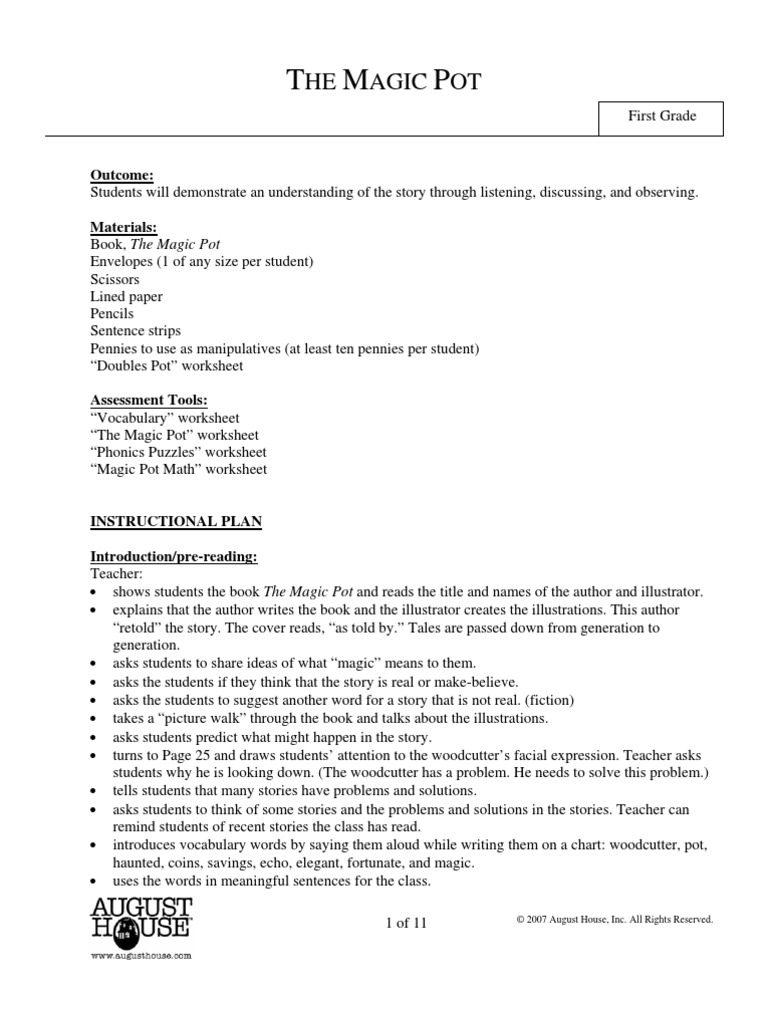 Ah Lesson Plan Magic Pot 1 | PDF | Phonics | Reading (Process)