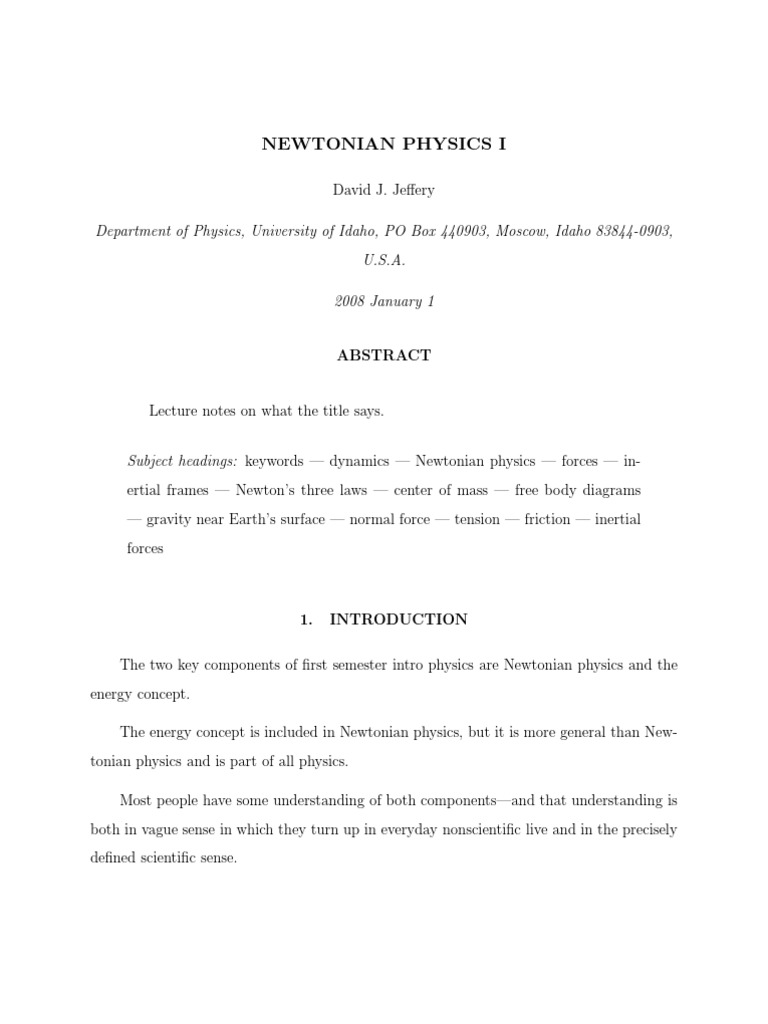 Newtonian Physics I | PDF | Force | Classical Mechanics