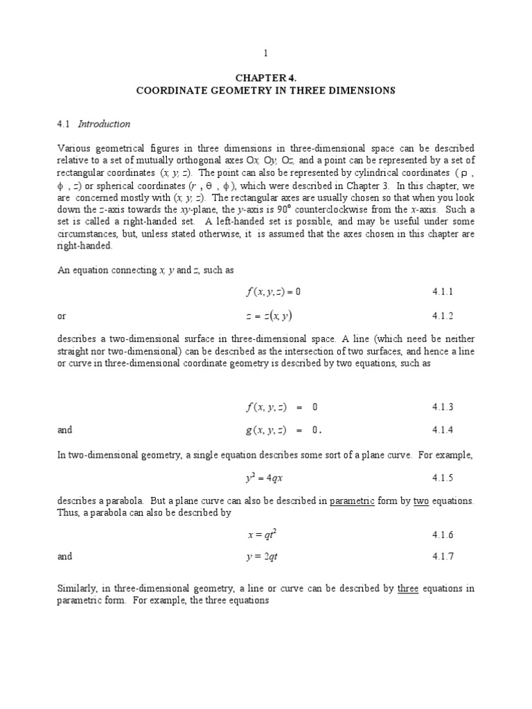 3D Coordinate Geometry Basics | PDF