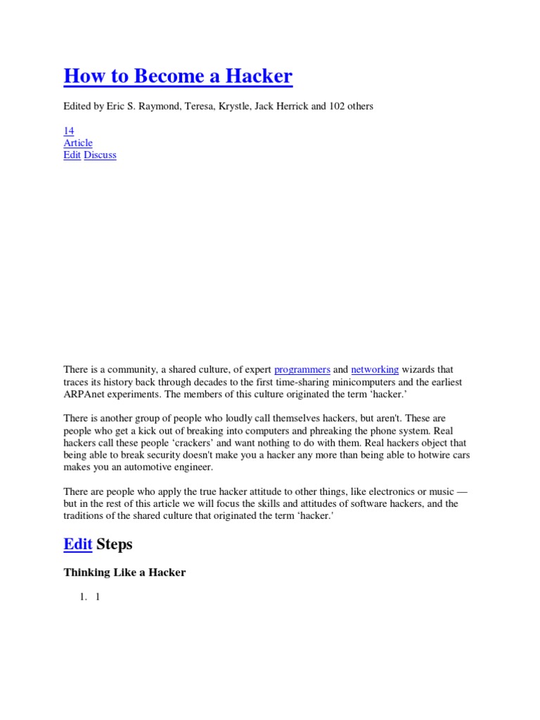 How to Become a Hacker: A Guide | PDF | Hacker Culture | Security Hacker