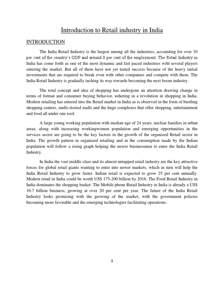 Introduction To Retail Industry in India | PDF | Point Of Sale | Retail