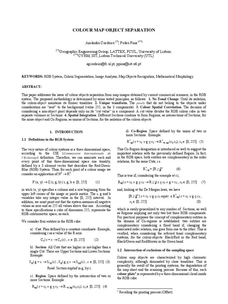 Colour Map Object Separation | PDF | Rgb Color Model | Maxima And Minima