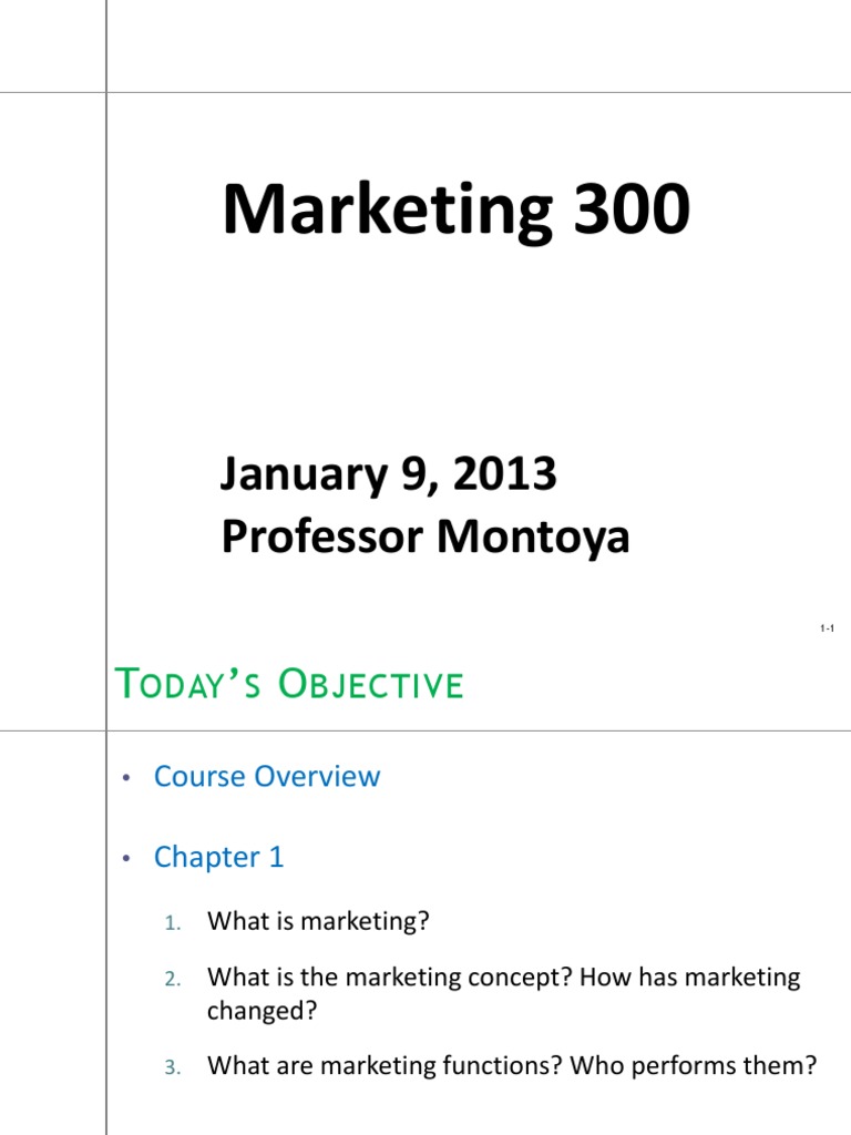 MKT 300 (Chapter 1) | PDF | Sales | Marketing