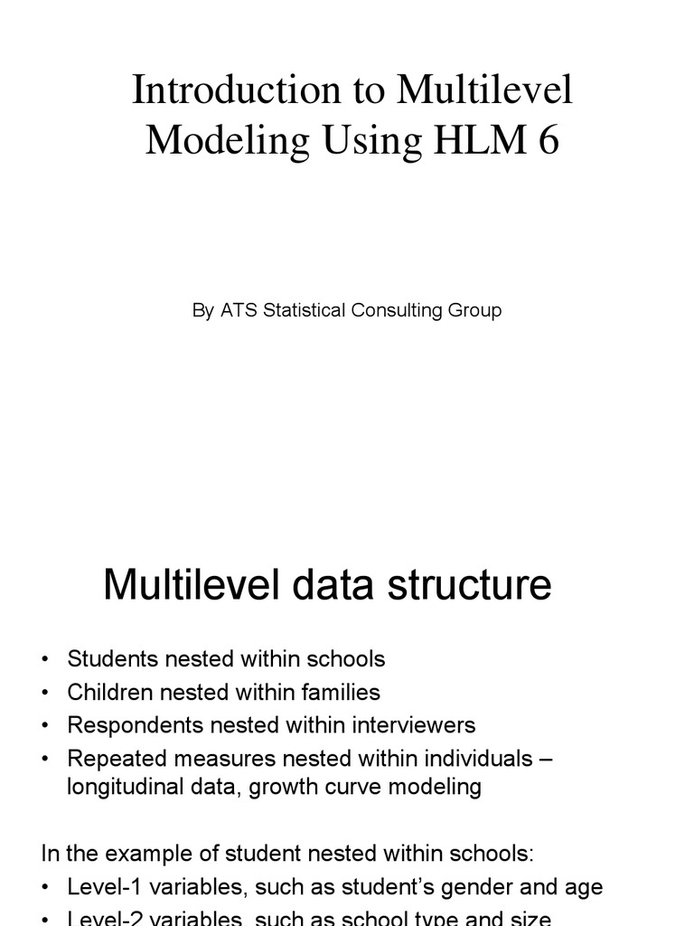 Introduction To Multilevel Modeling Using HLM 6 | PDF | Multilevel ...