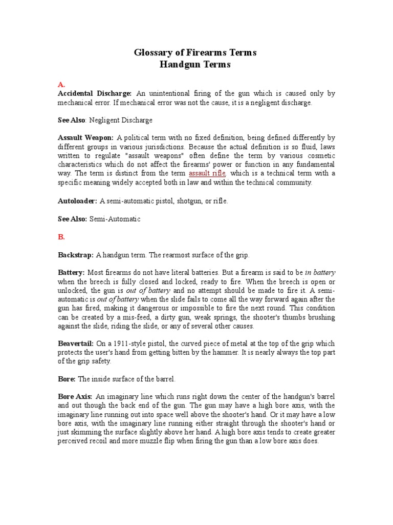 Glossary of Firearms Terms | PDF | Trigger (Firearms) | Cartridge ...