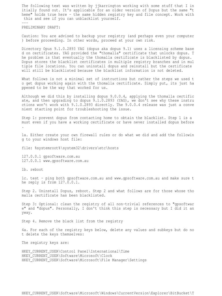 Unblocking a Blacklisted License Certificate for Directory Opus Through ...