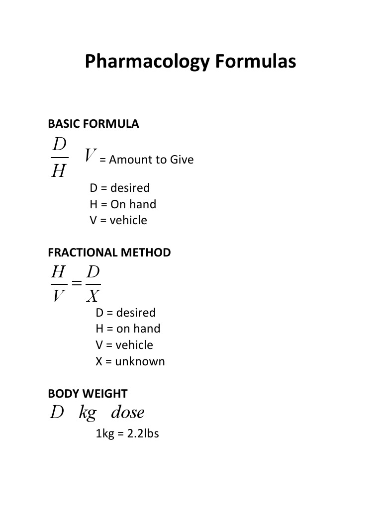 NURS 350 (Pharm Formula Card) | PDF