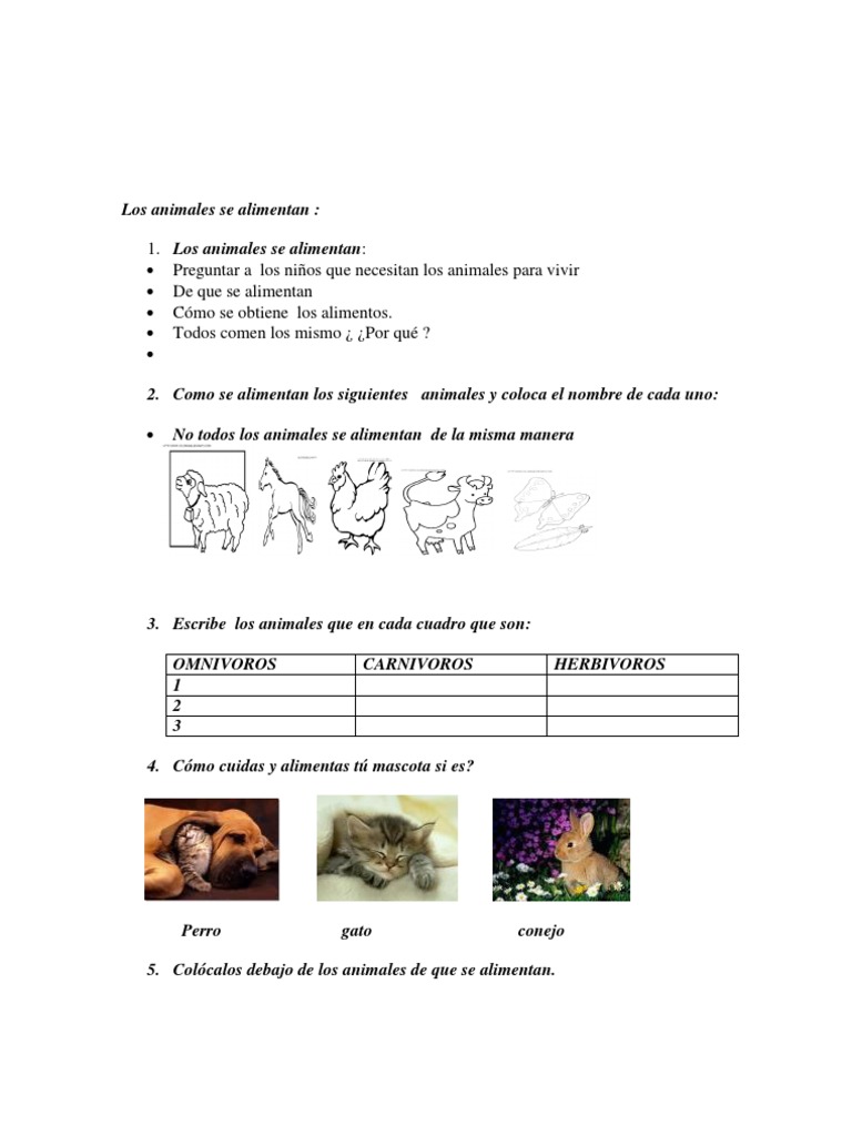 Actividades Del Proyec de Los Animales1 | PDF