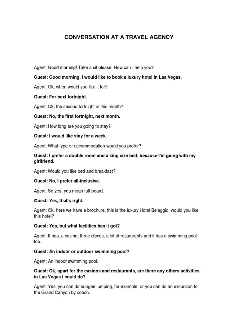 Booking a Holiday Dialogue