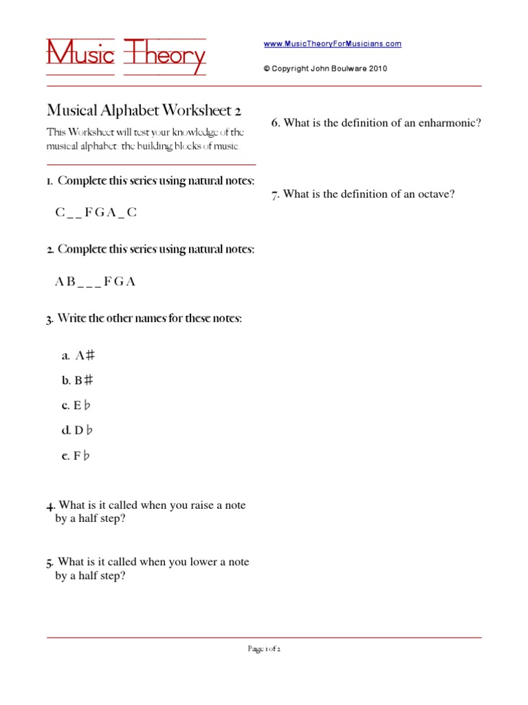 Music Theory Alphabet 2 | PDF