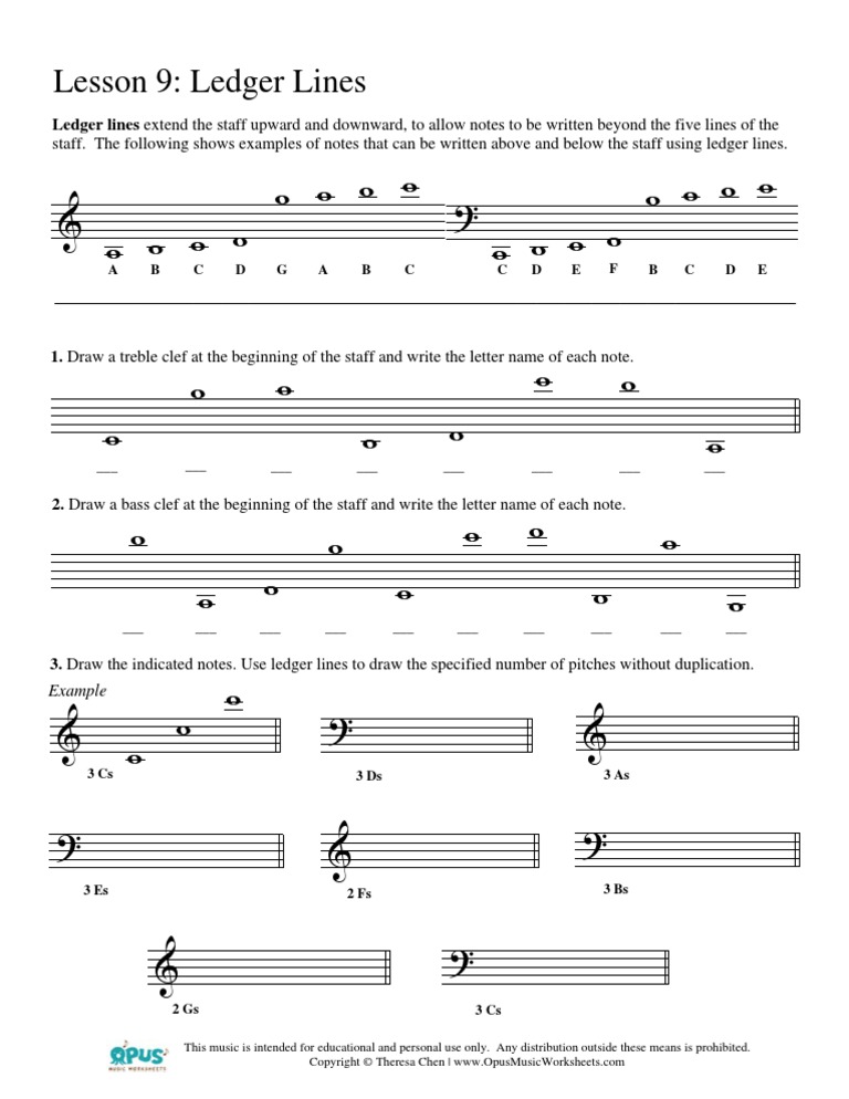 Ledger Lines Bass Clef