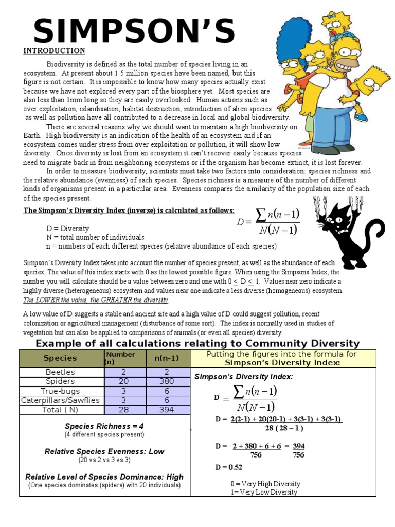 AP Simpson Diversity Index Lab 11-12 | PDF | Biodiversity ...