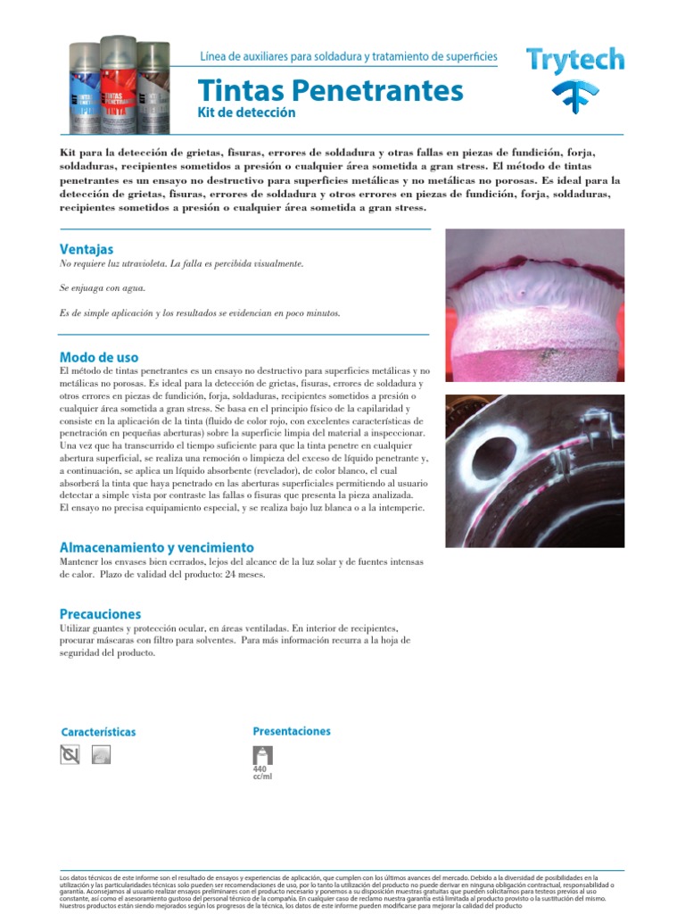 Apuntes. Tintas Penetrantes | PDF | Pruebas no destructivas | Soldadura