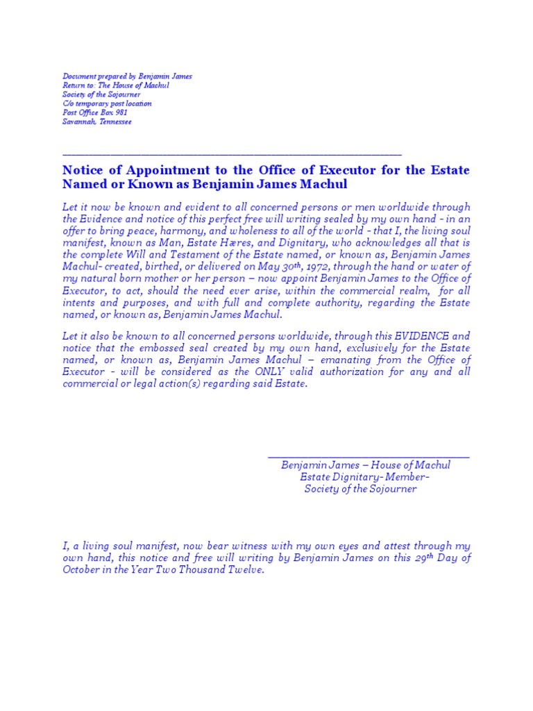 Executor Appointment | PDF