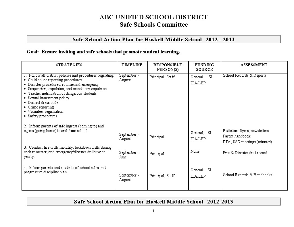 School Safety Action Plan 12-13 | PDF | Government | Social Institutions