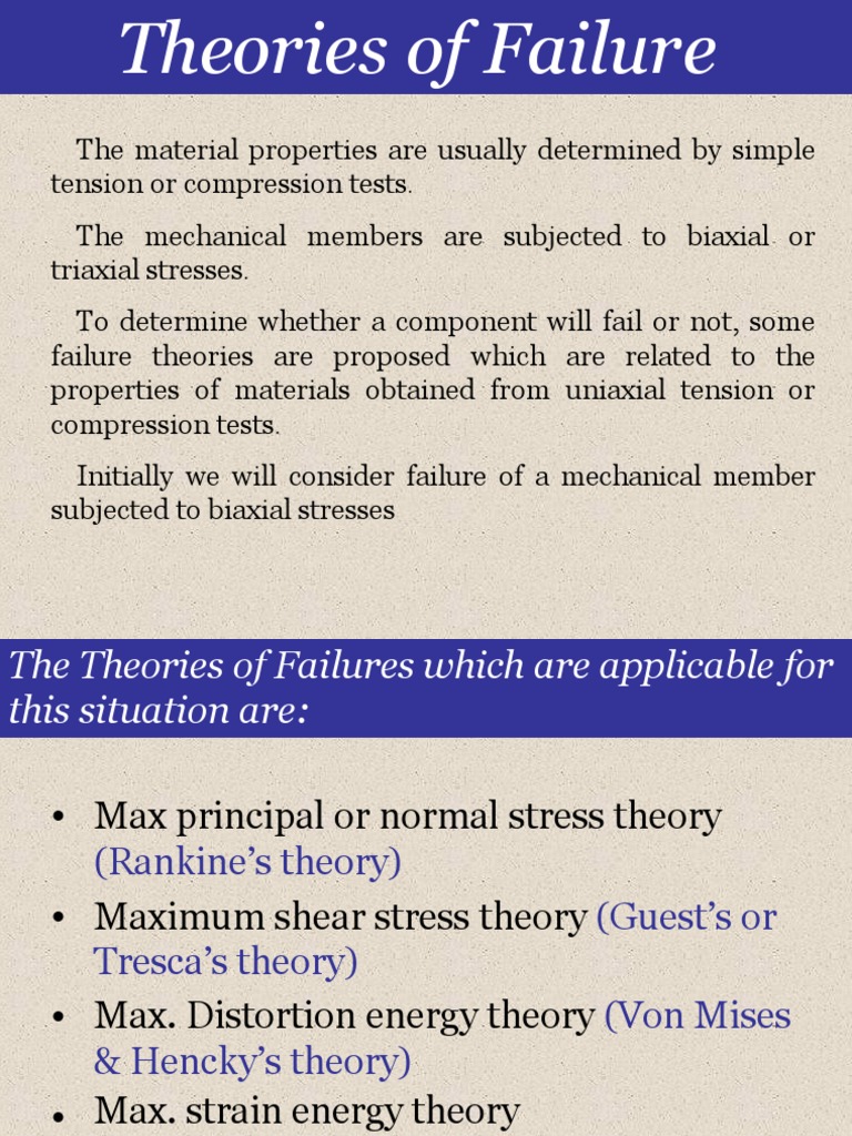 Theories of Failure | PDF | Strength Of Materials | Yield (Engineering)