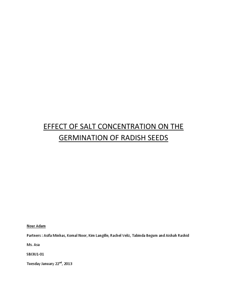 Salt Concentration Effects on Radish Germination | PDF | Seed | Germination
